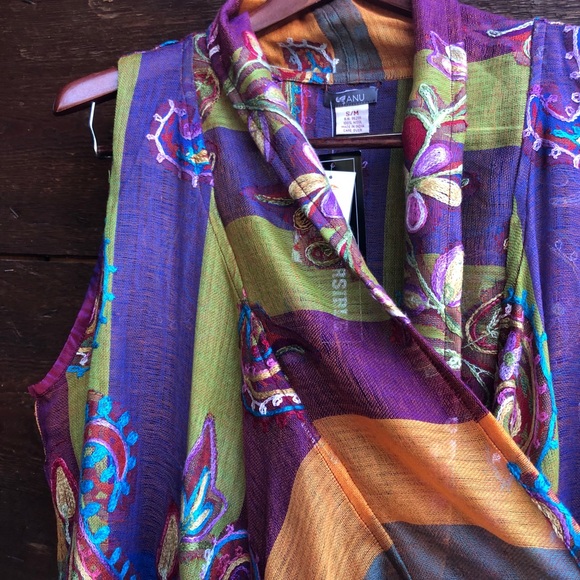 Anu | Tops | Anu Embroidered Open Vest | Poshmark